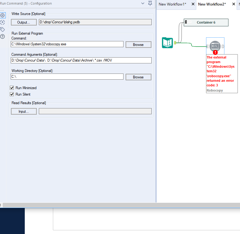 Solved: Catch Error Result from Run Command - Alteryx Community